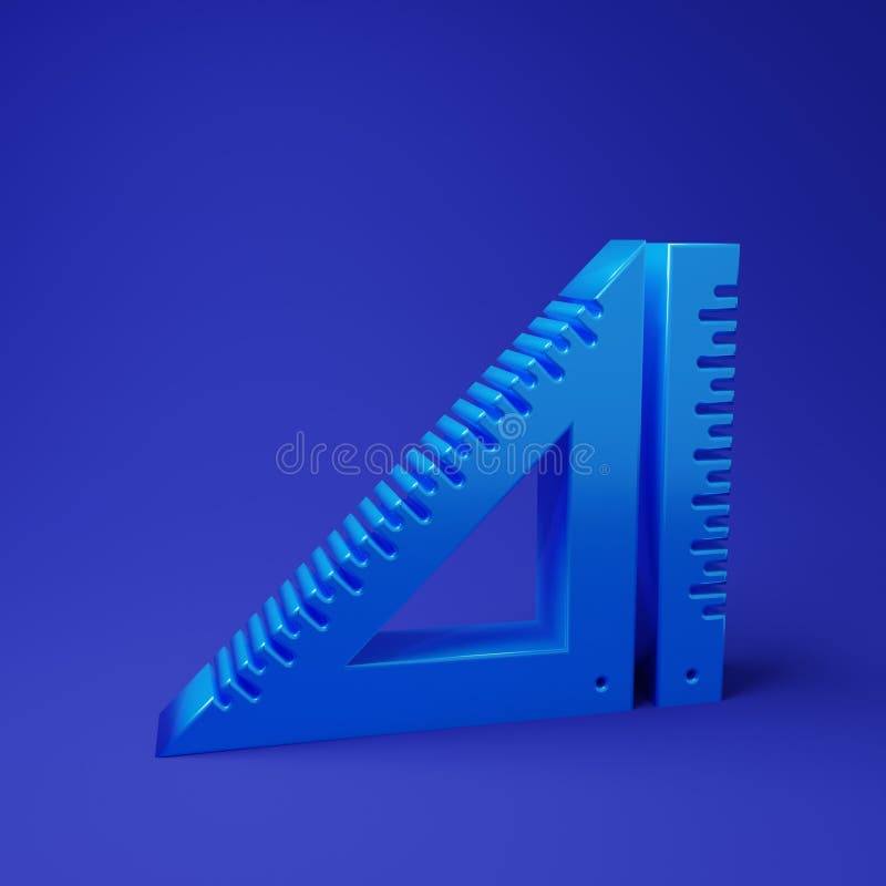 Blue Triangular Ruler Icon Isolated on Blue Background. Straightedge ...