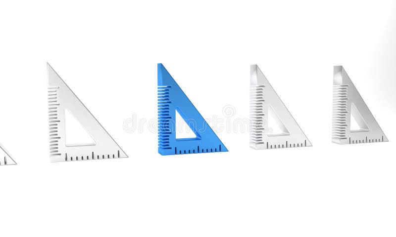 Blue Triangular Ruler Icon Isolated on White Background. Straightedge ...