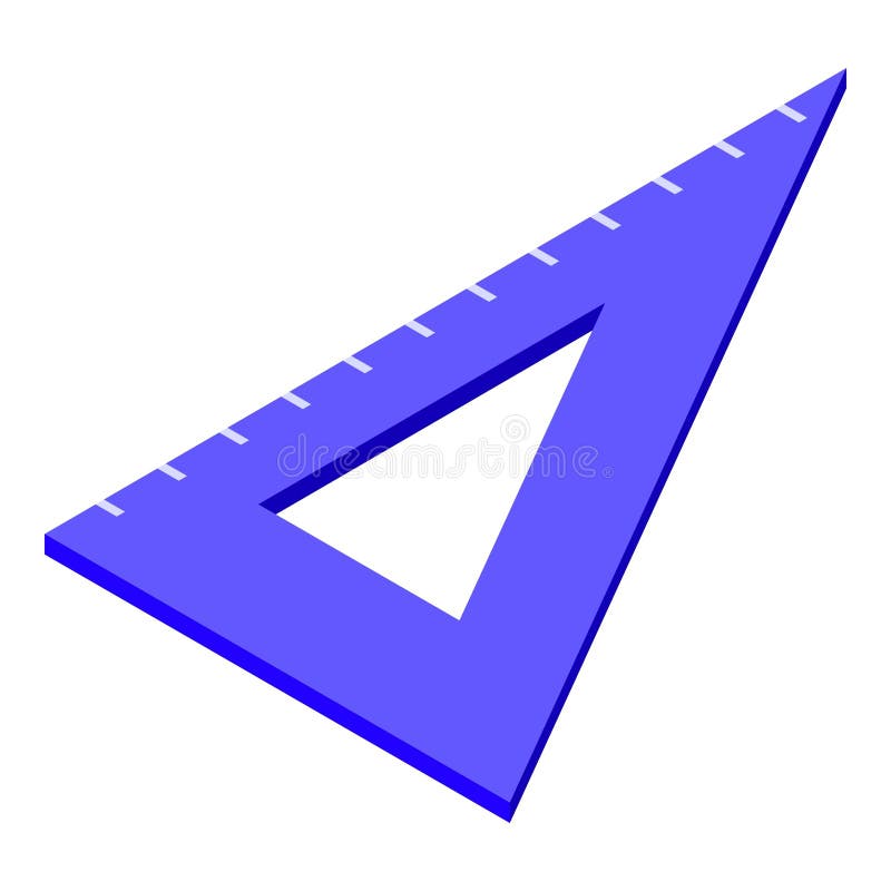 Blue Triangular Ruler Lying on White Background Stock Illustration ...
