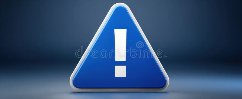 The Blue Triangular Warning Sign with Exclamation Mark on a Modern ...