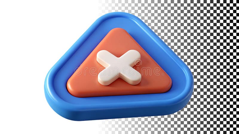 Blue Triangular Warning Sign with X Icon, Error or Alert Symbol Png ...