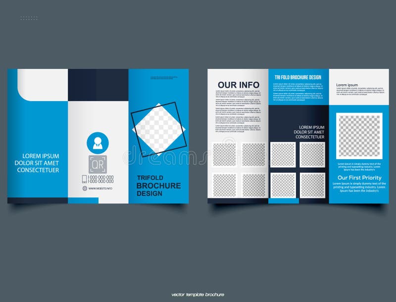Blue Trifold Brochure. Corporate Trifold Brochure Template Stock Vector ...