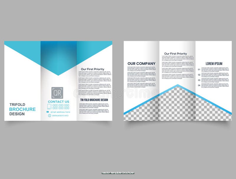 Blue Trifold Brochure with Triangle. Leaflet Brochure Template ...