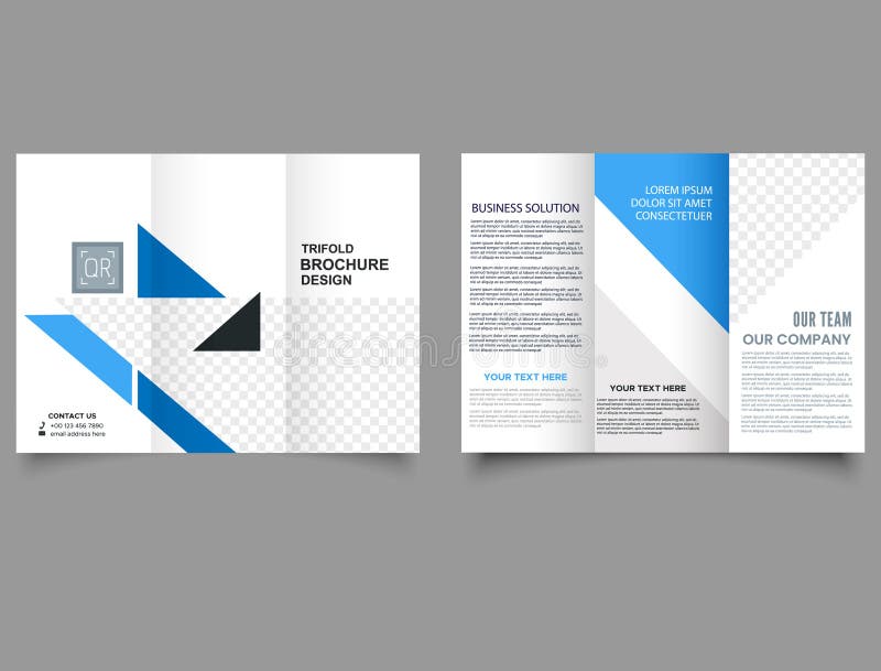Blue Trifold Brochure with Triangles. Simple and Minimalist Promotion ...