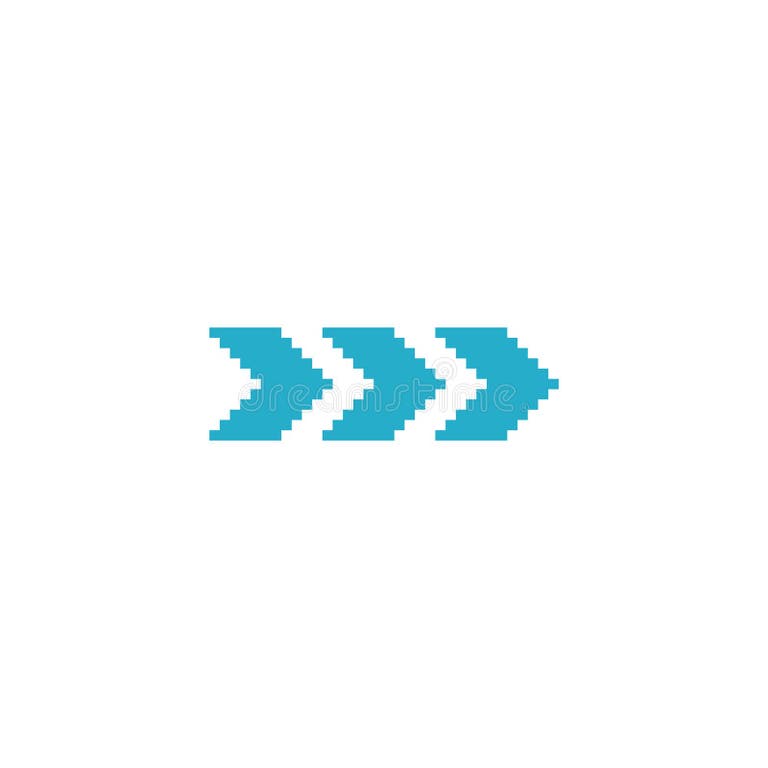 Blue Triple Arrowheads Y2K Vector Icon Pixel Art, Right Side Pointer ...