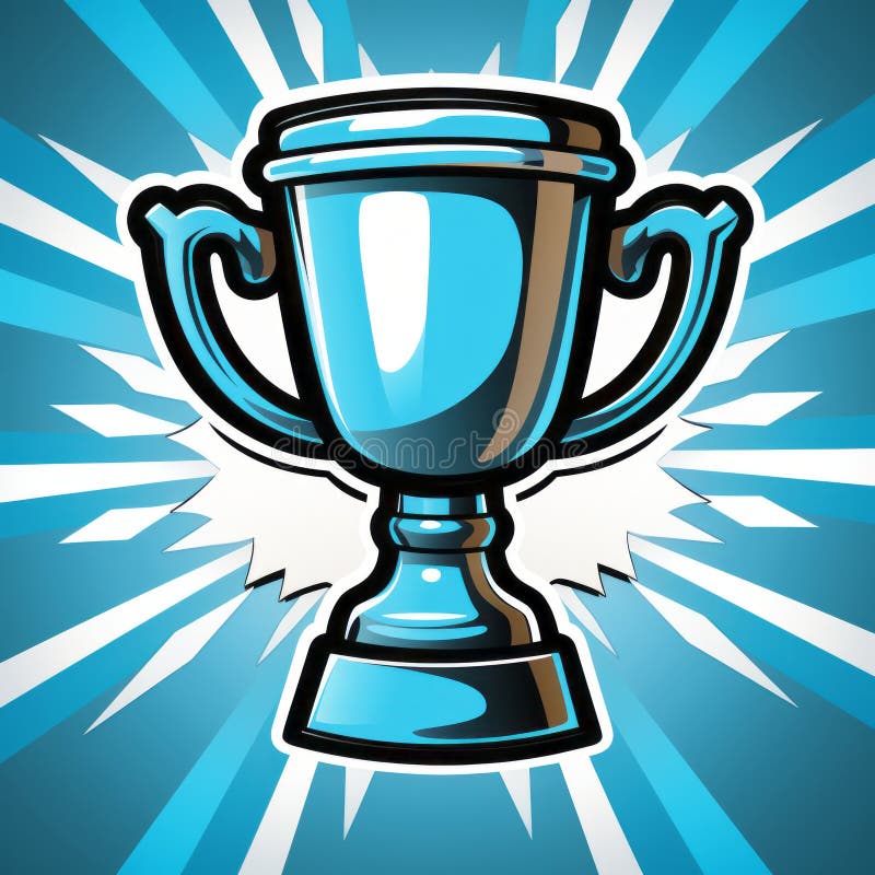 A Blue Trophy Cup on a White Background Stock Illustration ...