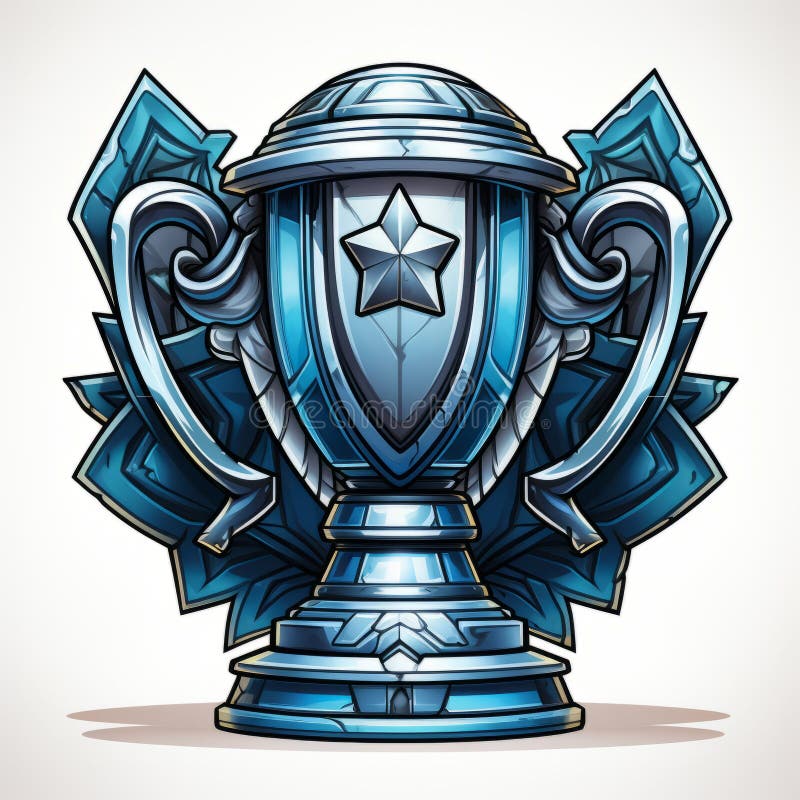 A Blue Trophy Cup with a Star on it Stock Illustration - Illustration ...