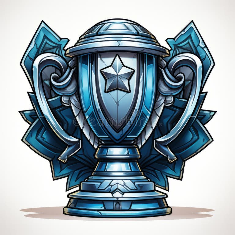 A Blue Trophy Cup with a Star on it Stock Illustration - Illustration ...