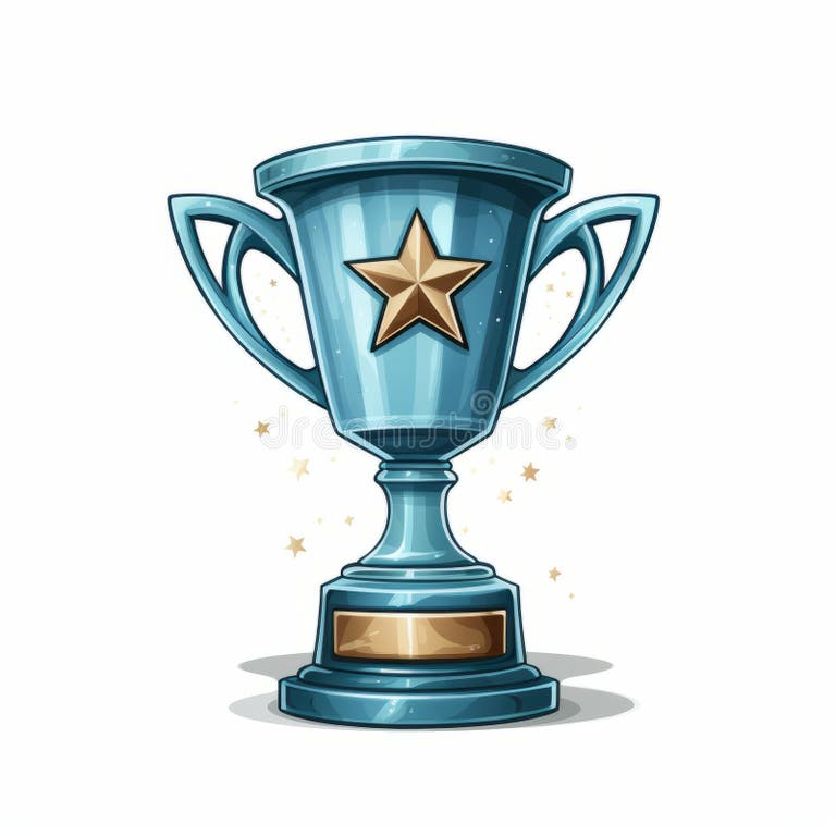 A Blue Trophy Cup with a Star on Top Stock Illustration - Illustration ...