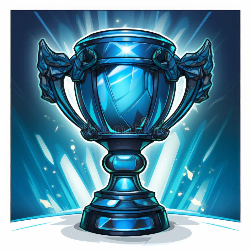 A Blue Trophy Cup on Top of a Blue Background Stock Illustration ...