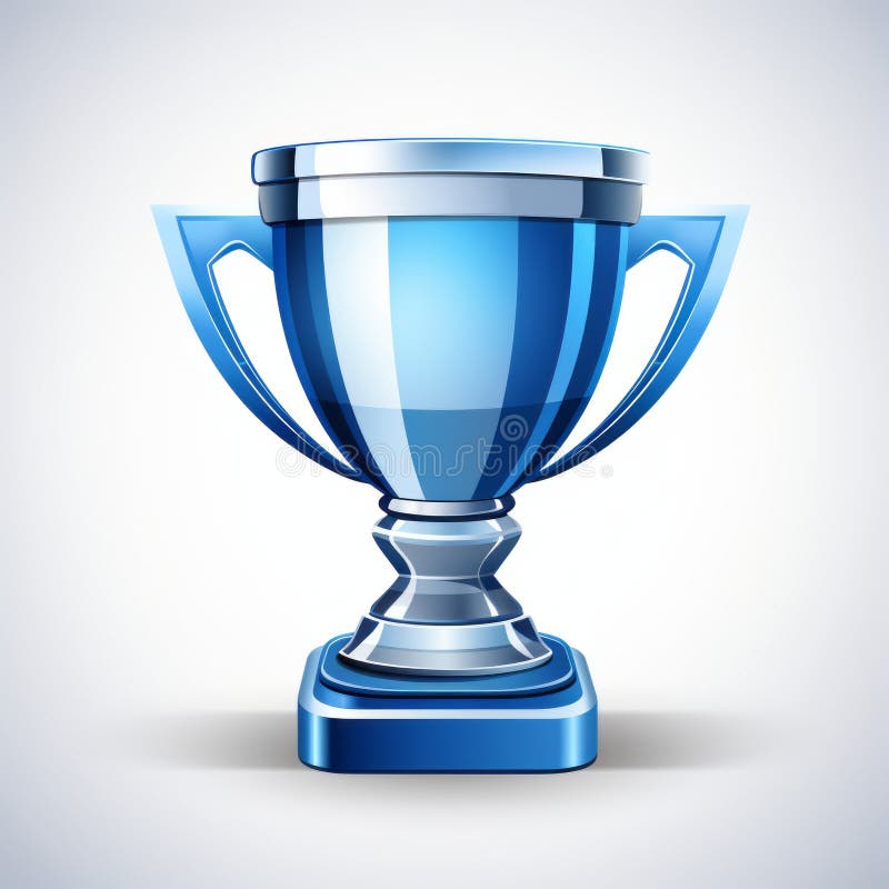 A Blue Trophy Cup on a White Background Stock Illustration ...