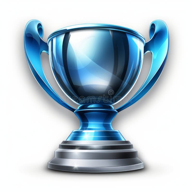 A Blue Trophy Cup on a White Background Stock Illustration ...