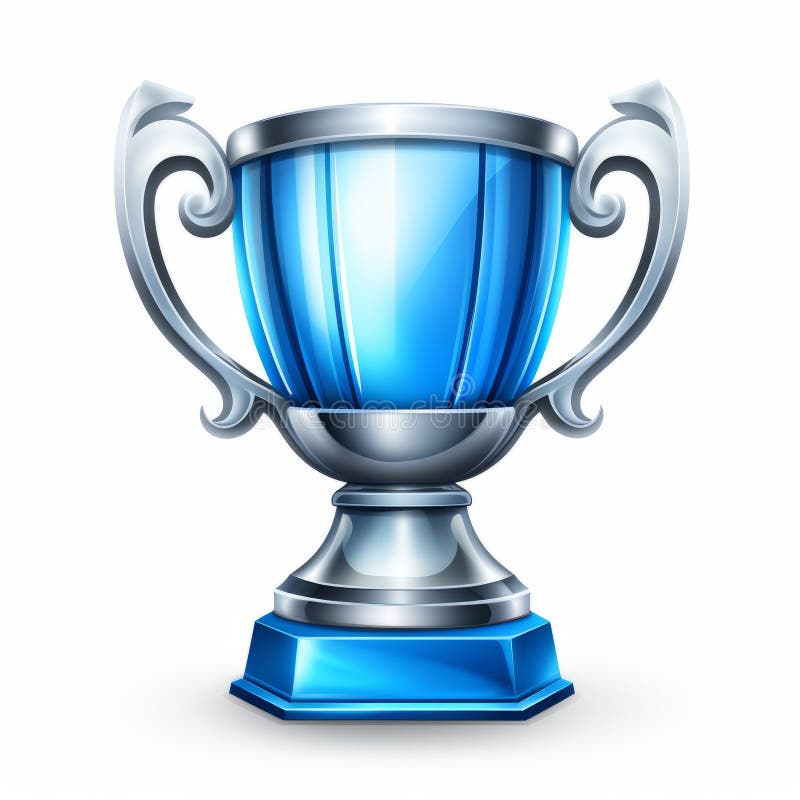 A Blue Trophy Cup on a White Background Stock Illustration ...