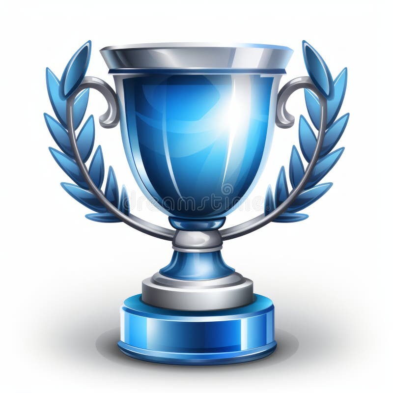 A Blue Trophy Cup on a White Background Stock Illustration ...