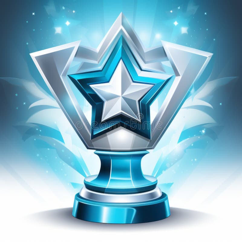 A Blue Trophy with a Star on Top Stock Illustration - Illustration of ...