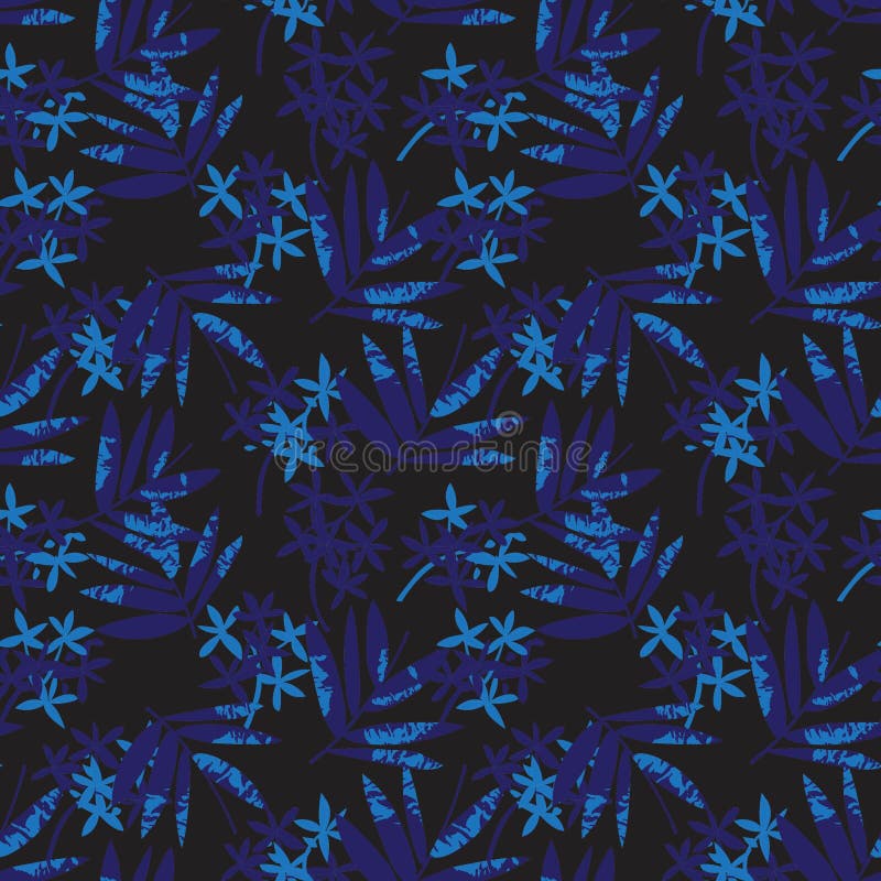 Blue Tropical Botanical Leaf Seamless Pattern Background Stock Vector ...