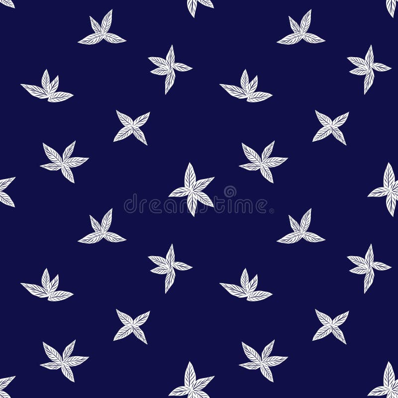 Blue Tropical Botanical Leaf Seamless Pattern Background Stock Vector ...