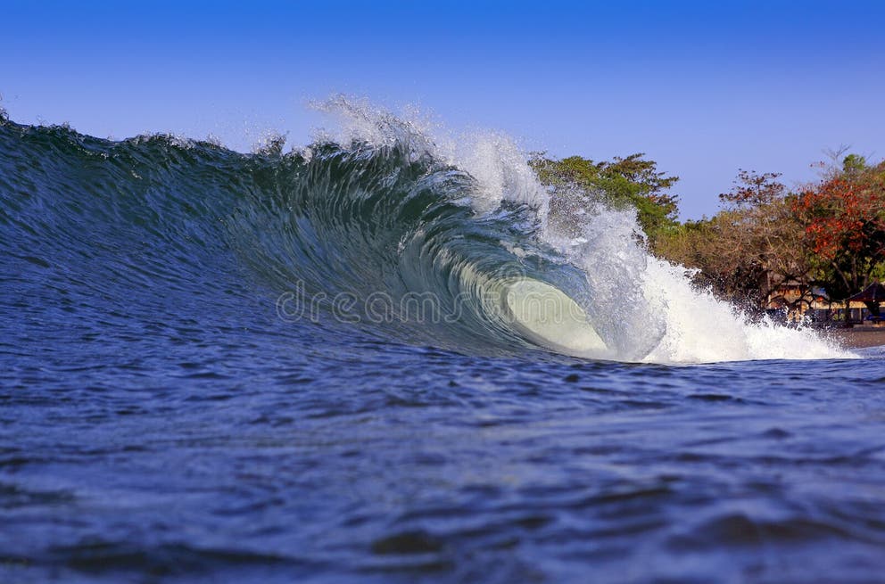 Blue Tropical Coast Surfing Wave Stock Photo - Image of idyllic, java ...