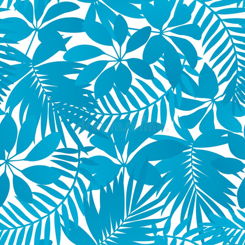 Blue Tropical Seamless Pattern. Stock Vector - Illustration of palm ...