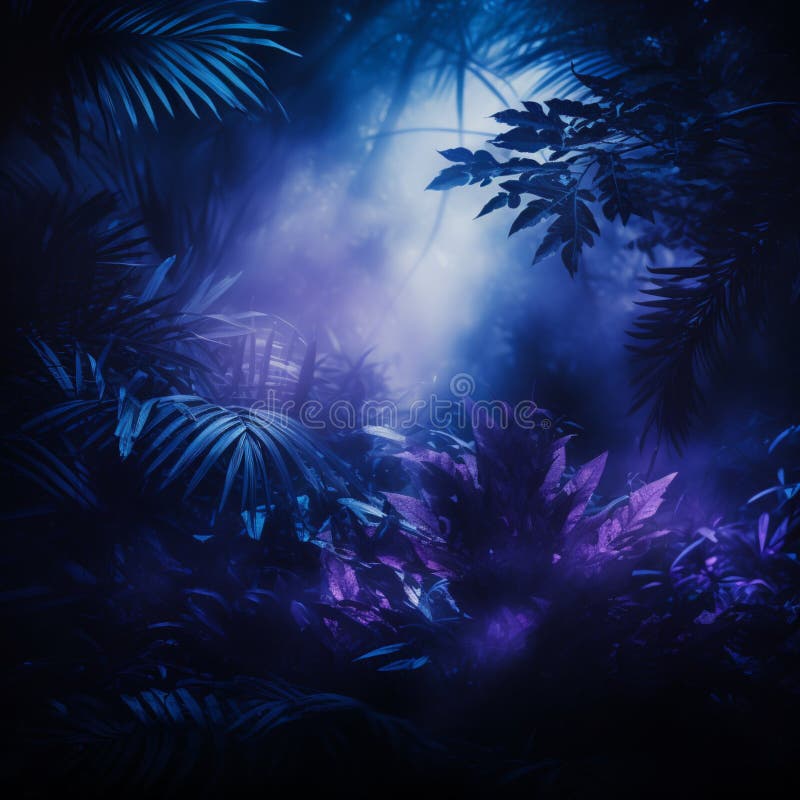Blue Tropical Neon Abstract Background Color Tree Stock Illustration ...