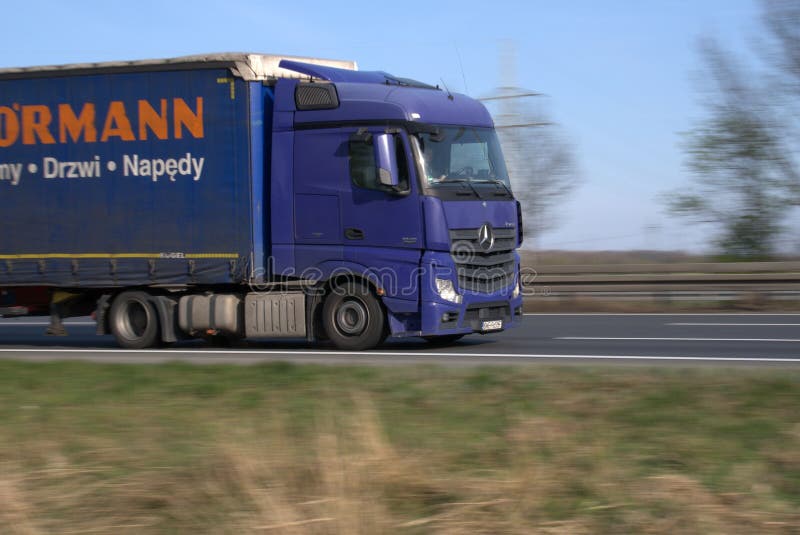 Blue Truck Driving on the Highway Editorial Photo - Image of asphalt ...