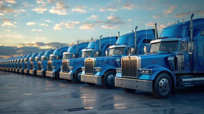 The Blue Truck Fleet. AI Generated Stock Image - Image of cargo, road ...