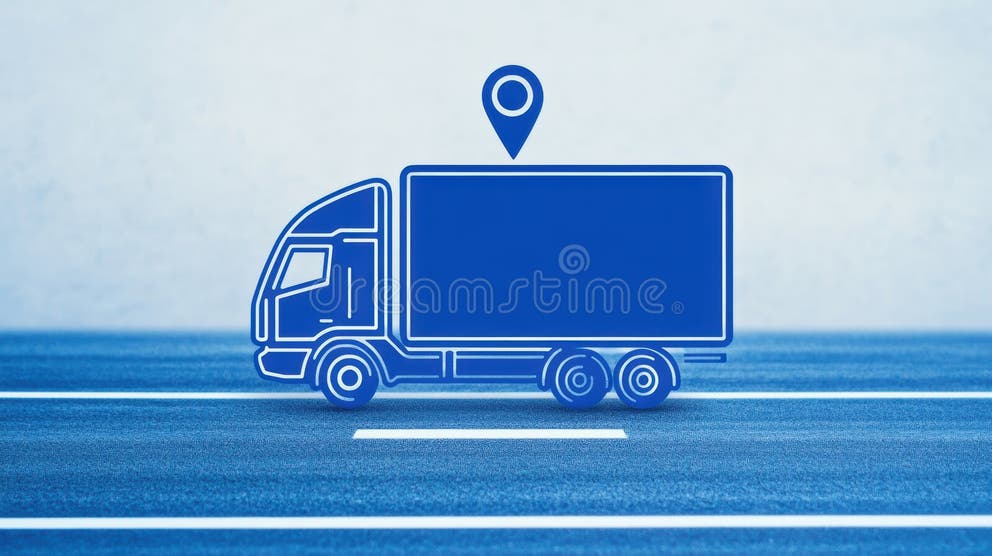 Blue Truck with Map Pointer, Symbolizing Efficient Delivery and Precise ...