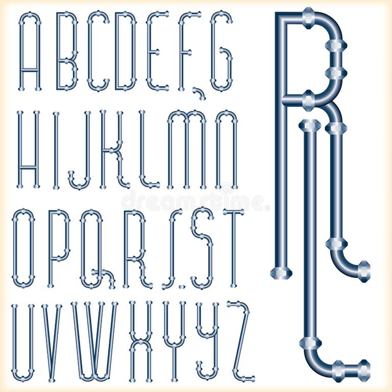 Blue tube font stock vector. Illustration of faucet, assembly - 25310757