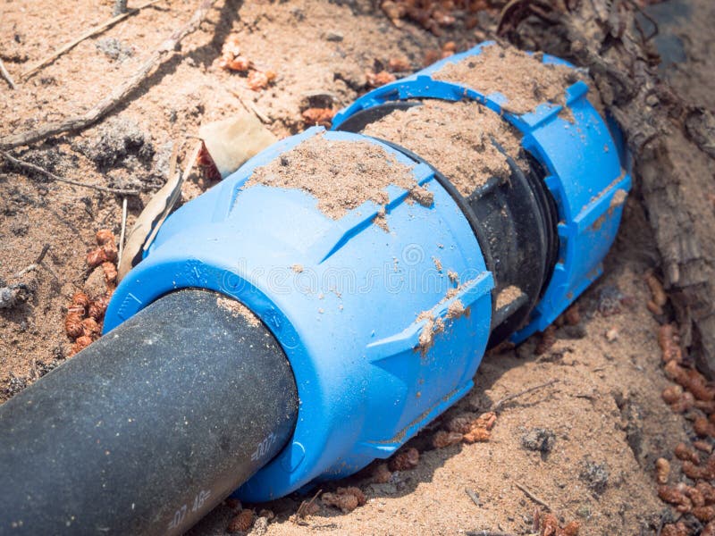 Blue tube junction stock photo. Image of bury, joint - 55874582