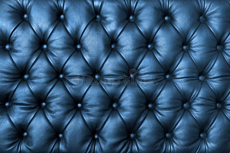 Blue Tuffted Leather with Buttons Stock Image - Image of colors, close ...