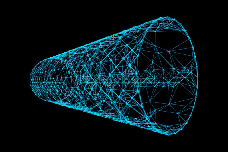 Blue Tunnel with Network Connection Pattern Lines. High-tech Background ...