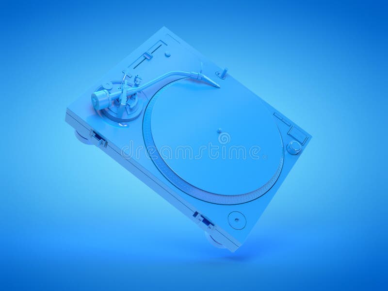 Blue Turntable System. 3d Illustration Stock Illustration ...