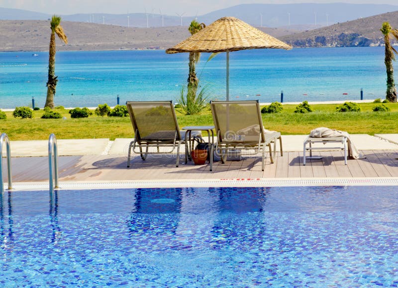 Blue and Turquoise Beach and Sea in a Resort Stock Image - Image of ...