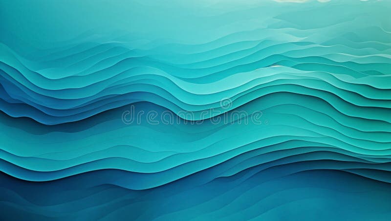 Blue Turquoise Wavy Background. 3D Wavy Turquoise Lines Abstract ...