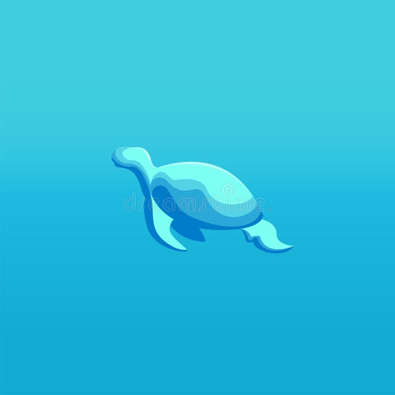 Blue Turtle Gradient Logo Template Element Isolated on Blue Gradient ...