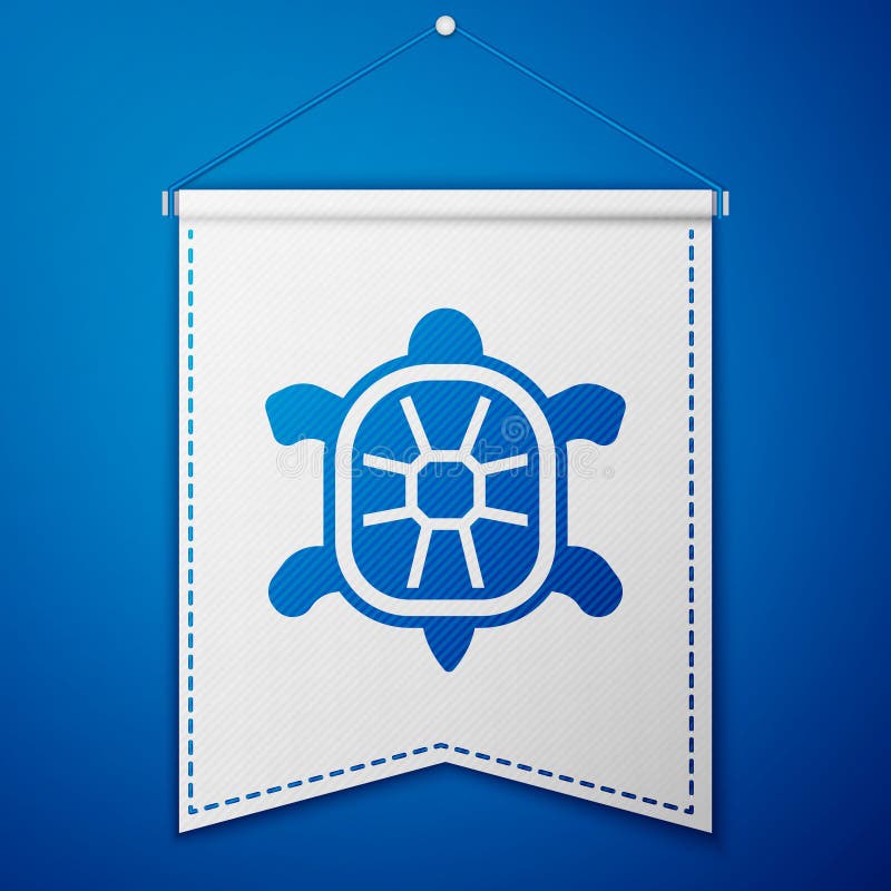 Blue Turtle Icon Isolated on Blue Background. White Pennant Template ...