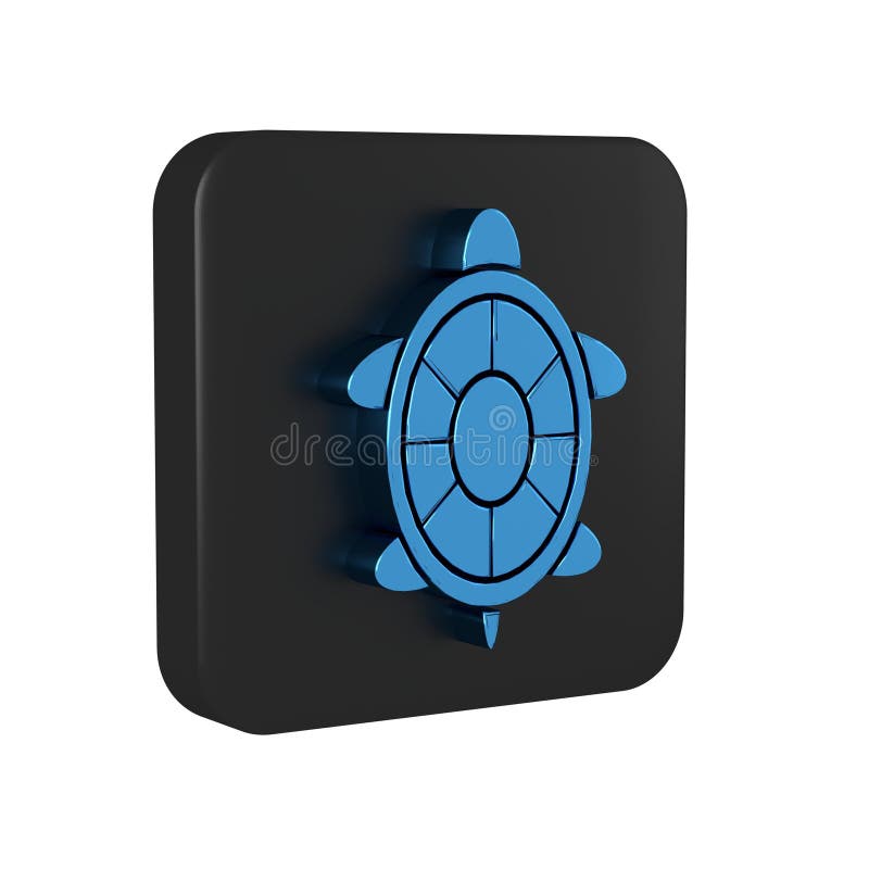 Blue Turtle Icon Isolated on Transparent Background. Black Square ...