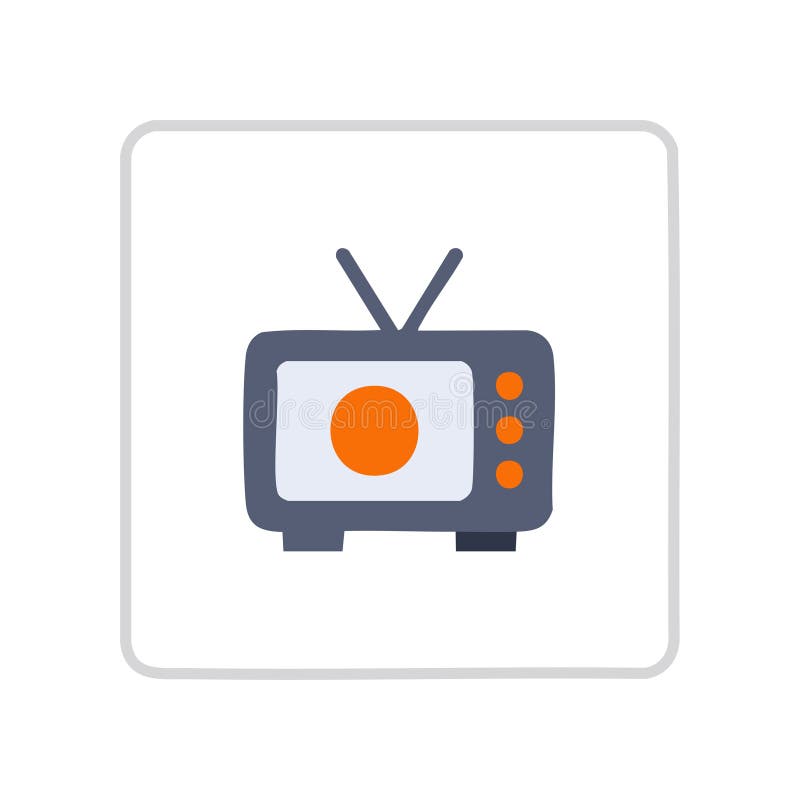Blue Tv with Orange Cirlce and Antennas. Vector Illustration Stock ...