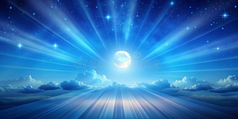 Blue Twilight Sunshine Moonlight Rays Background Slide Deck AI ...