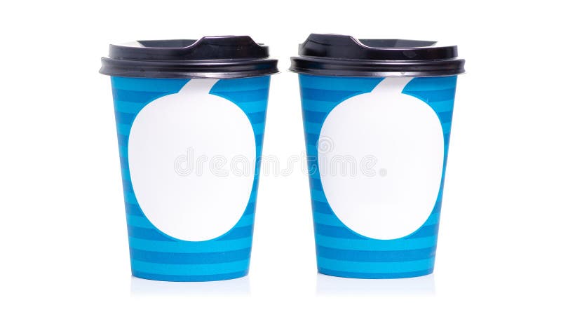 Blue Two Cups with Coffee Lids Stock Photo - Image of drink, cappuccino ...