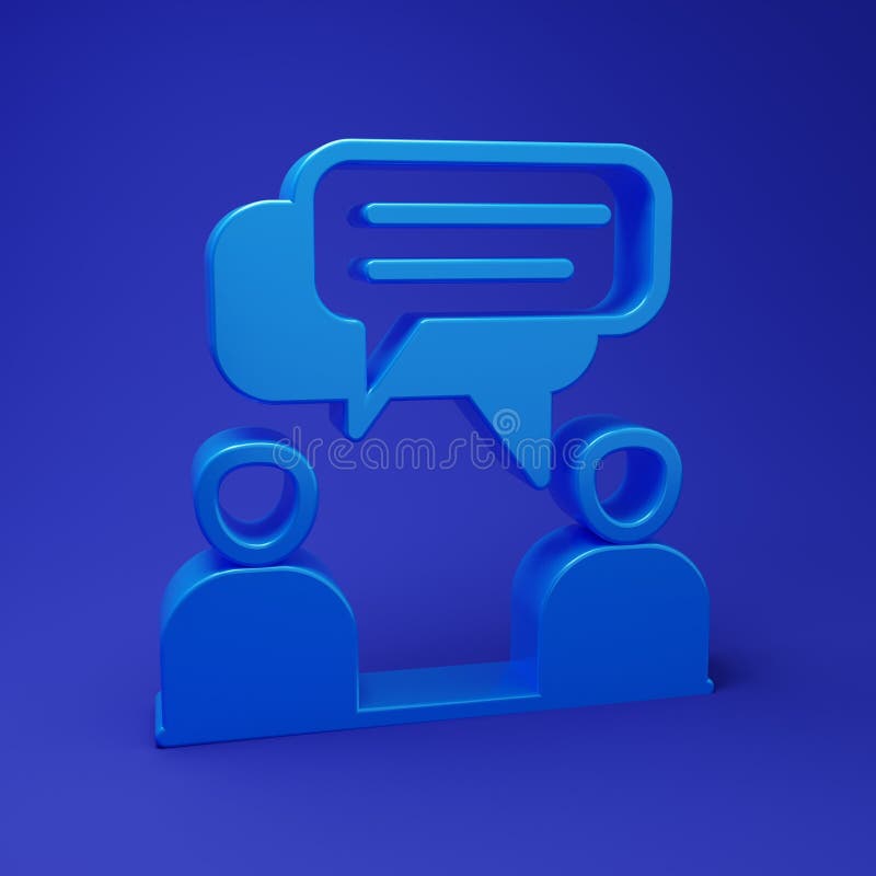Blue Two Sitting Men Talking Icon Isolated on Blue Background. Speech ...