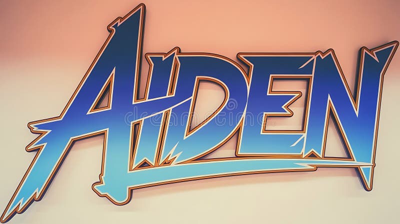 Blue Typography of Name Aiden on Gradient Background Stock Illustration ...