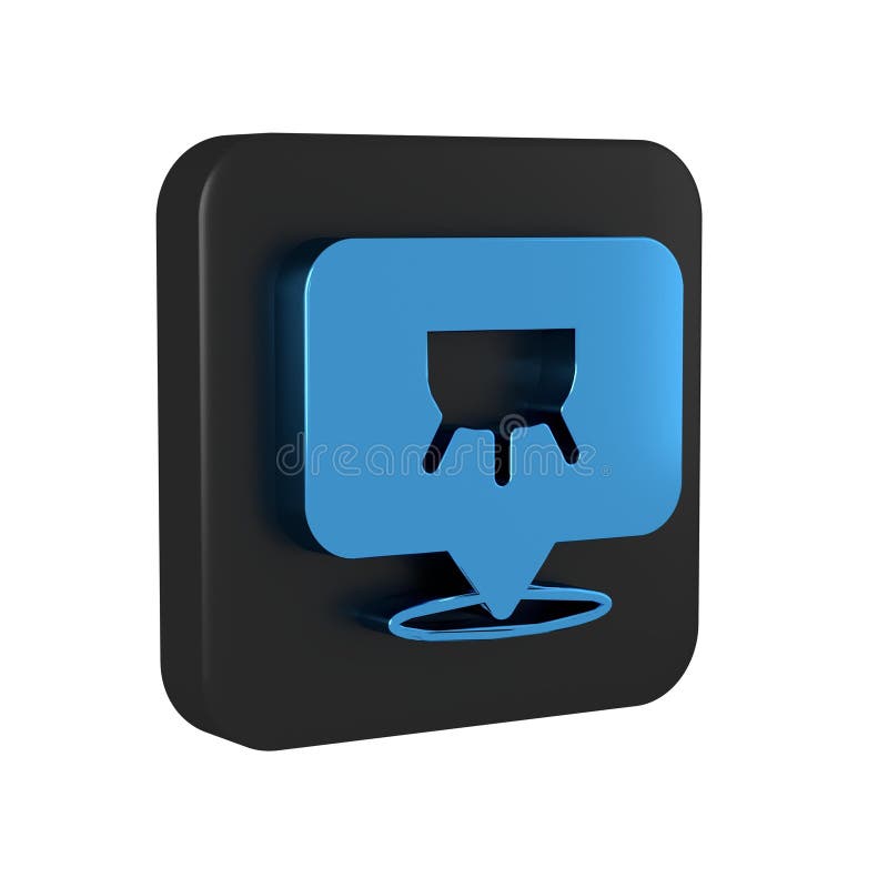 Blue Udder Icon Isolated on Transparent Background. Black Square Button ...