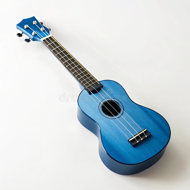 Blue Ukulele on White Surface Stock Illustration - Illustration of ...