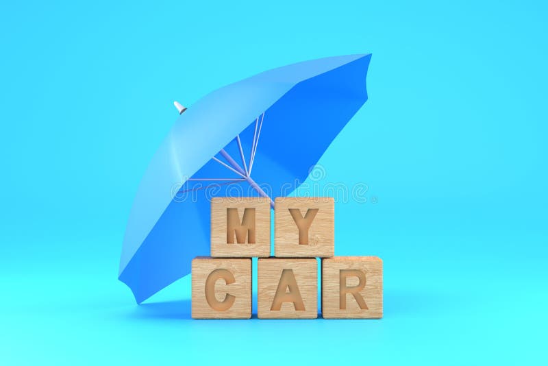 Blue Umbrella Protecting Car for Car Insurance Concept Stock ...