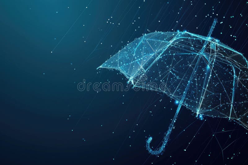 A Blue Umbrella with Unique Lines and Dots Pattern, Great for ...