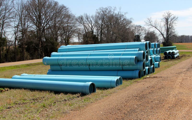 Blue Underground Plastic Construction Tubes Stock Photo - Image of ...