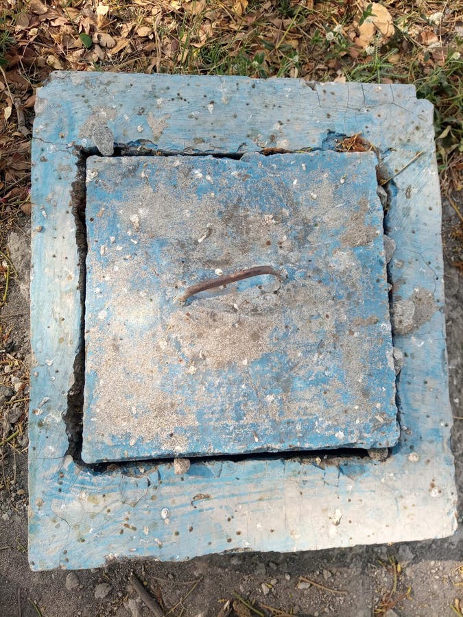 Blue Underground Water Tank Cover Stock Image - Image of painting ...