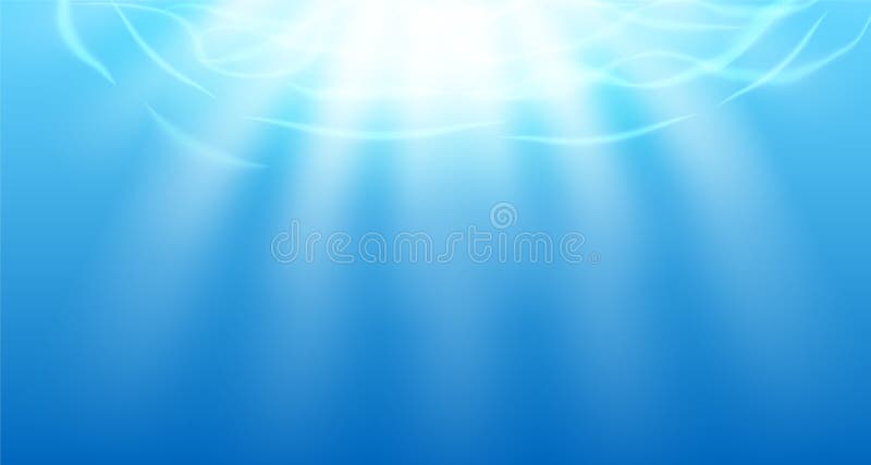 Blue Underwater Background and Water Ripple on the Surface. Depth ...
