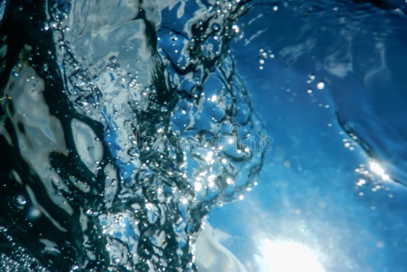 Blue Underwater Surface And Ripples, Underwater Sun Rays Background ...